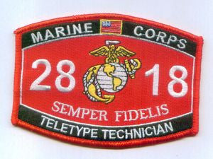 2818 USMC "TELETYPE TECHNICIAN" MOS MILITARY PATCH | USMILITARYPATCH.COM